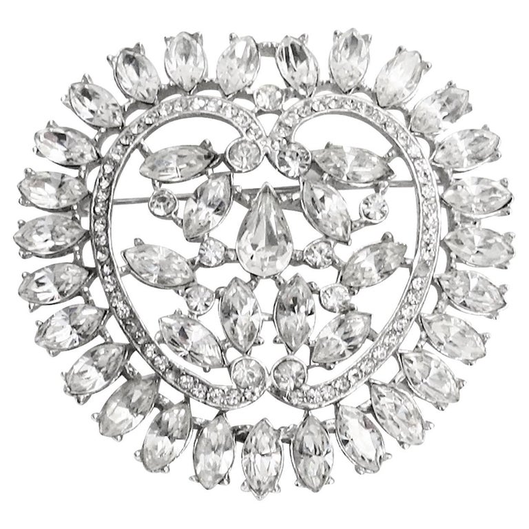 Vintage Wiesner Marquis and Pave Brooch, circa 1960s For Sale at 1stDibs