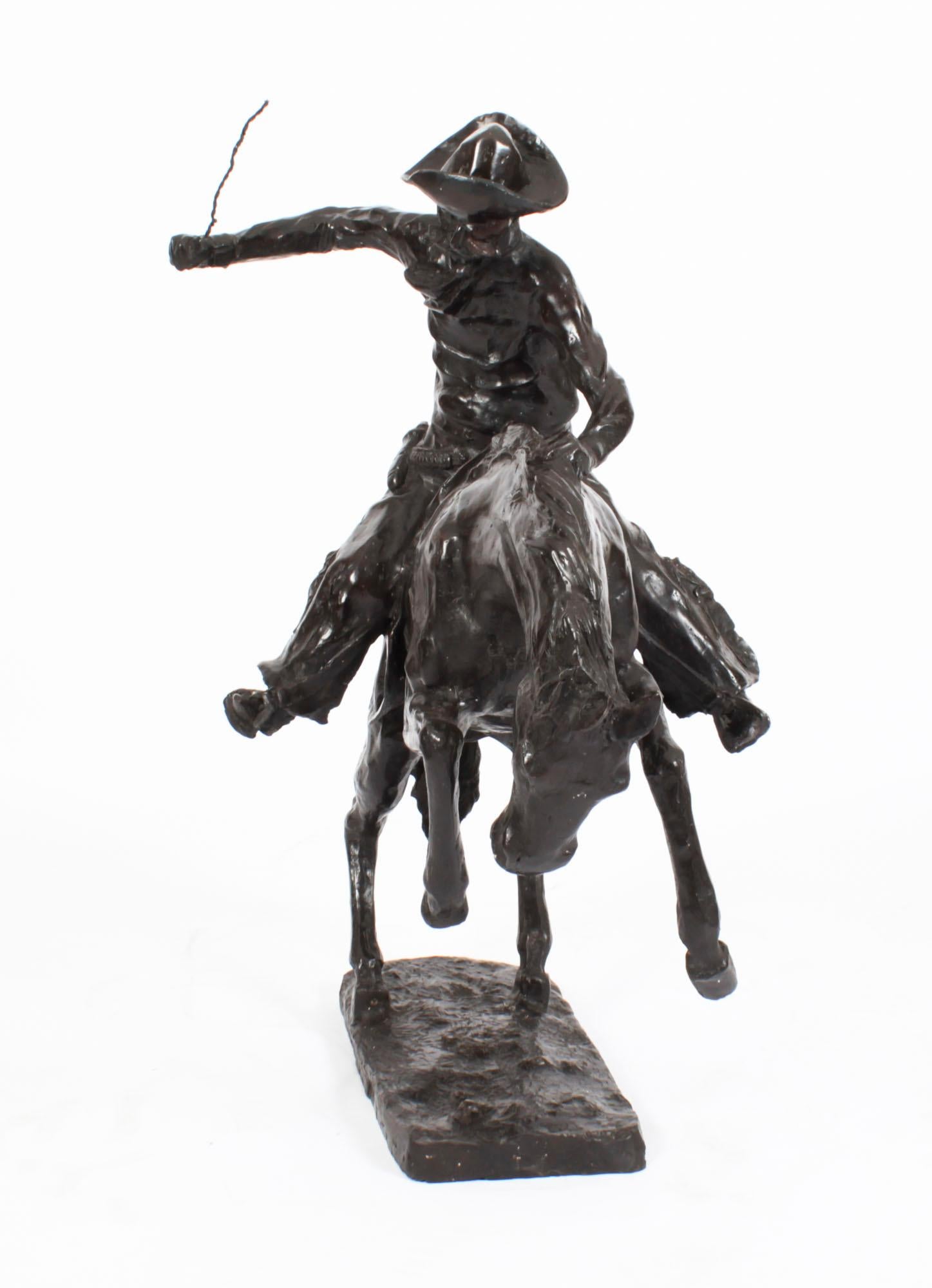 Vintage Wild West Cowboy After Remington Bronze 20th Century For Sale ...