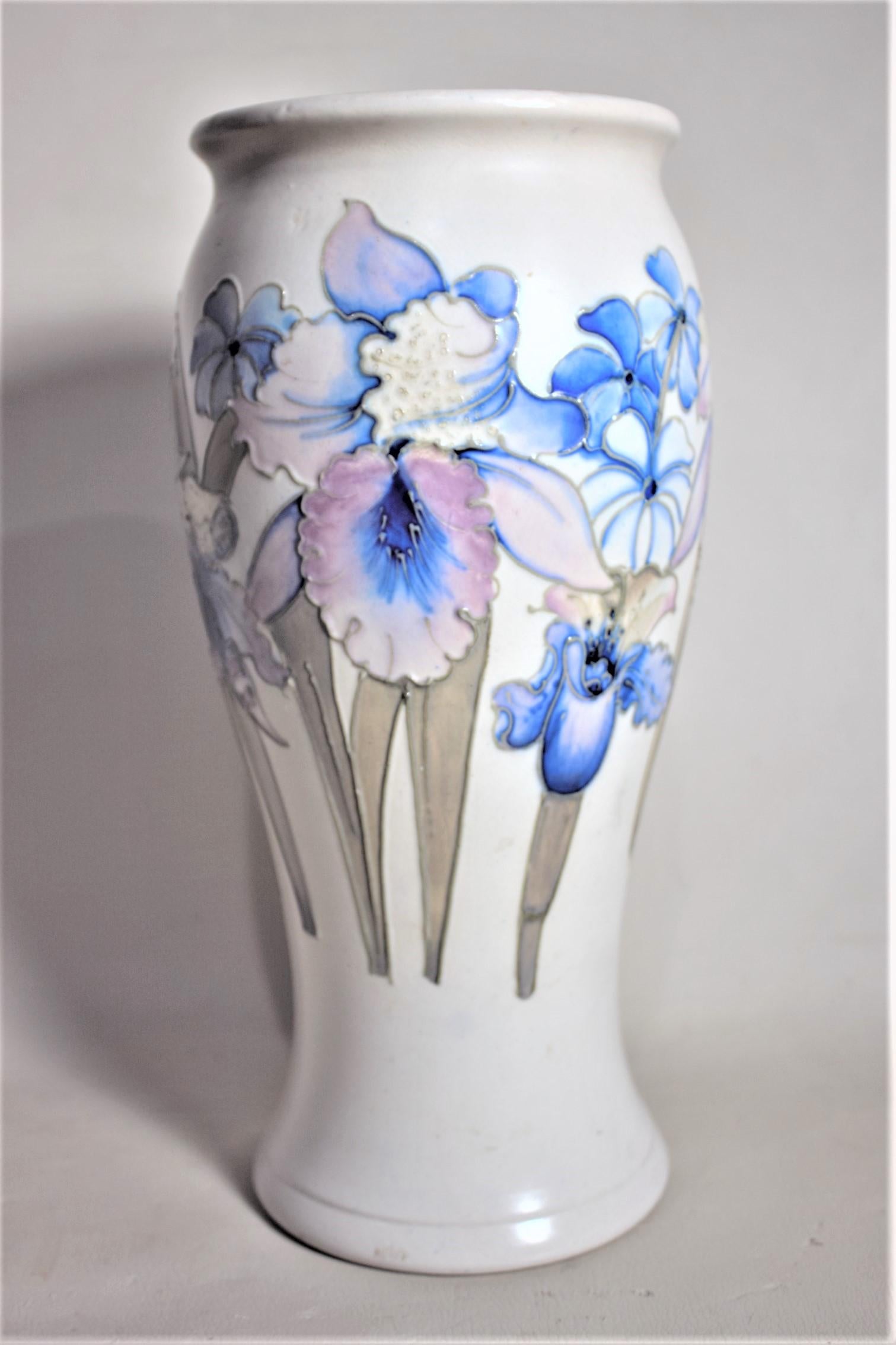 Vintage William Moorcroft White Art Pottery Vase with an Iris or Orchid ...