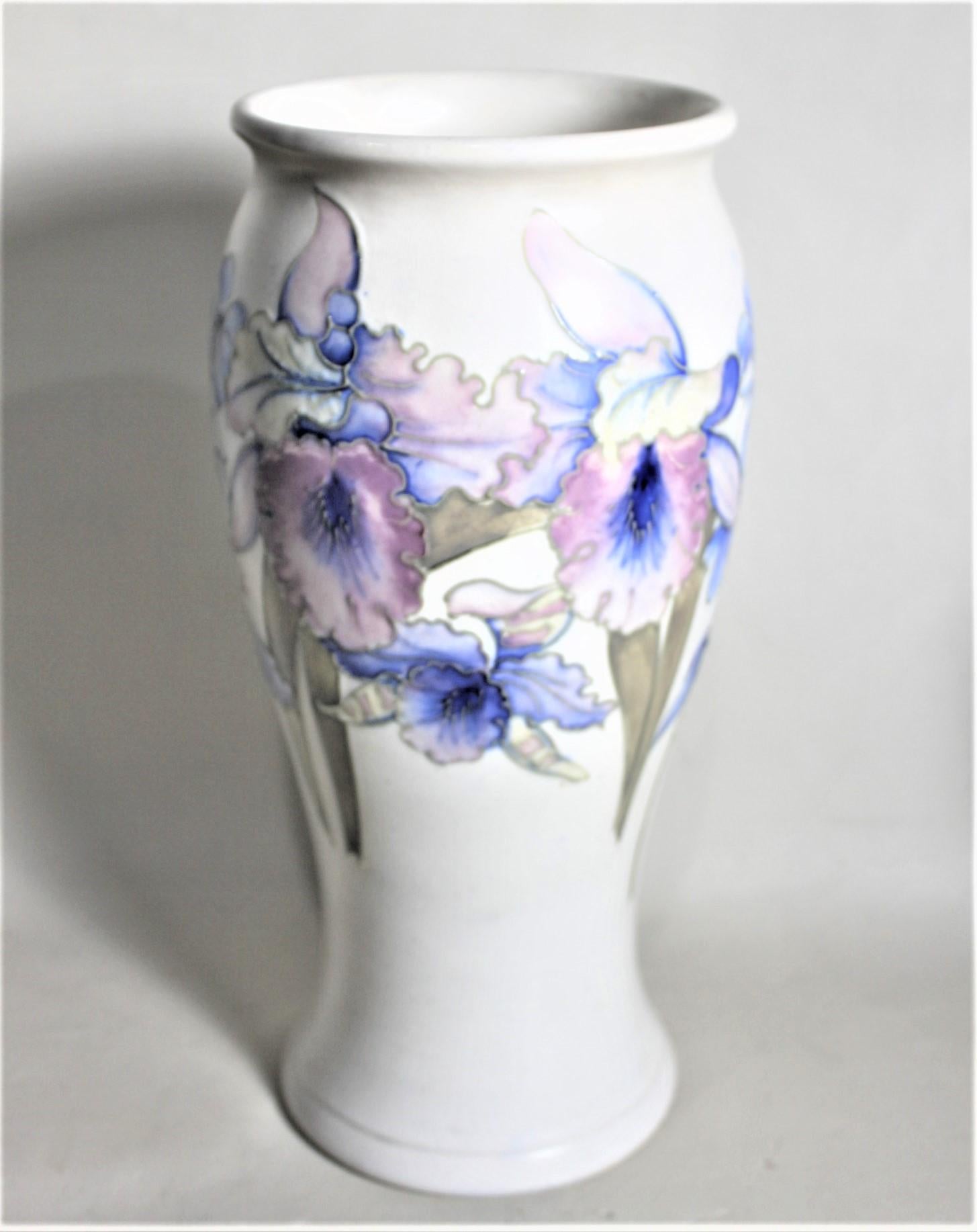 Vintage William Moorcroft White Art Pottery Vase with an Iris or Orchid ...