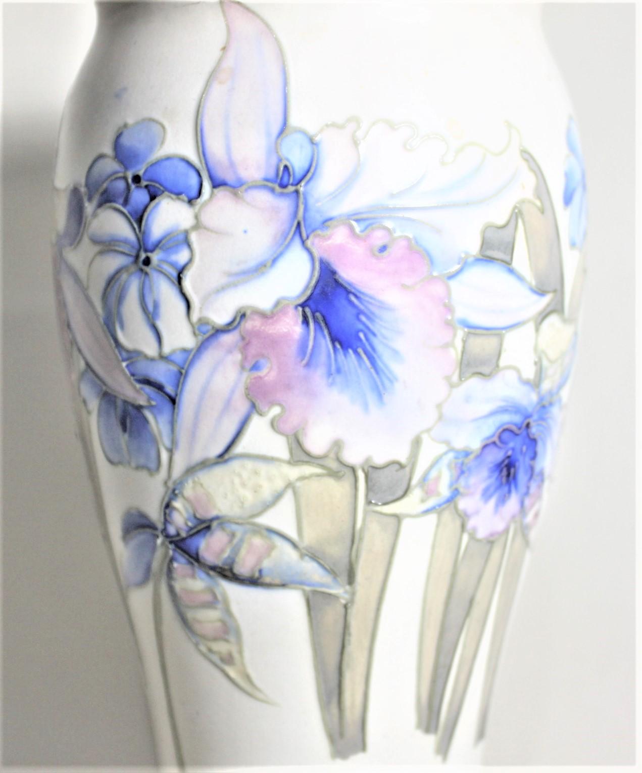 Vintage William Moorcroft White Art Pottery Vase with an Iris or Orchid ...