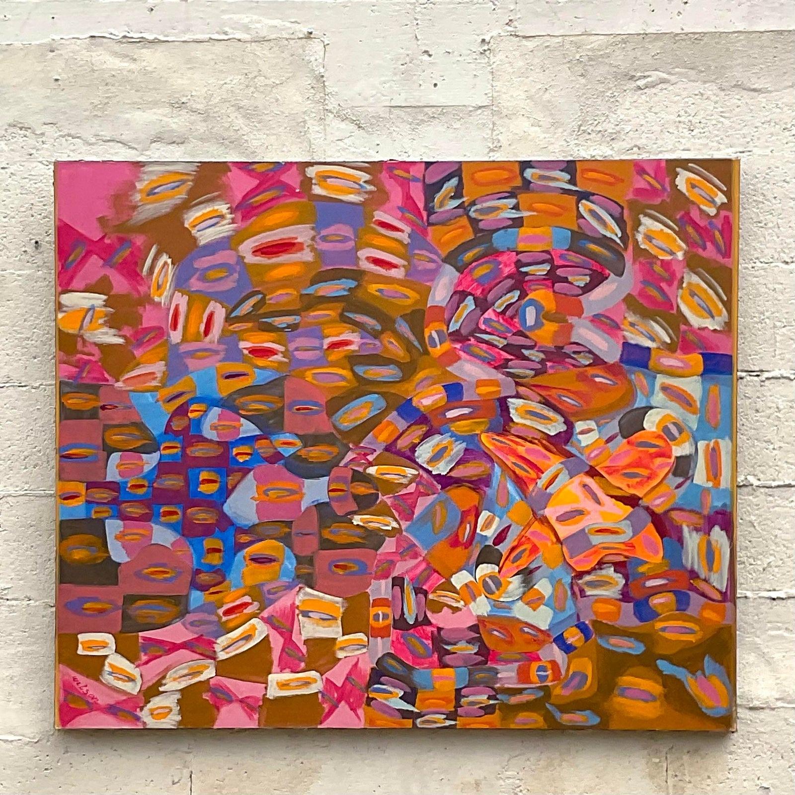 Vintage Wilson Abstract Painting For Sale at 1stDibs