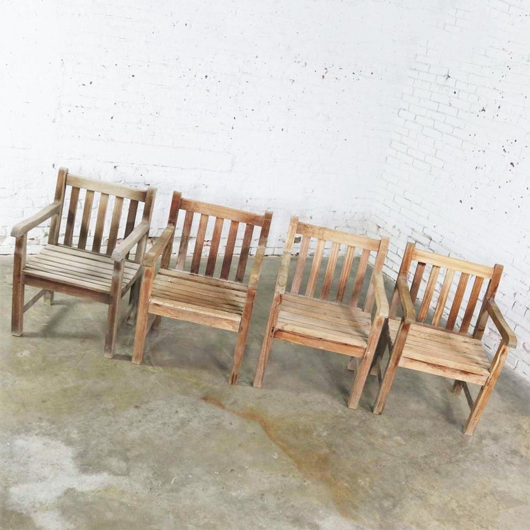 Vintage Windsor Natural Teak Outdoor Armchair with Age Patina at 1stDibs