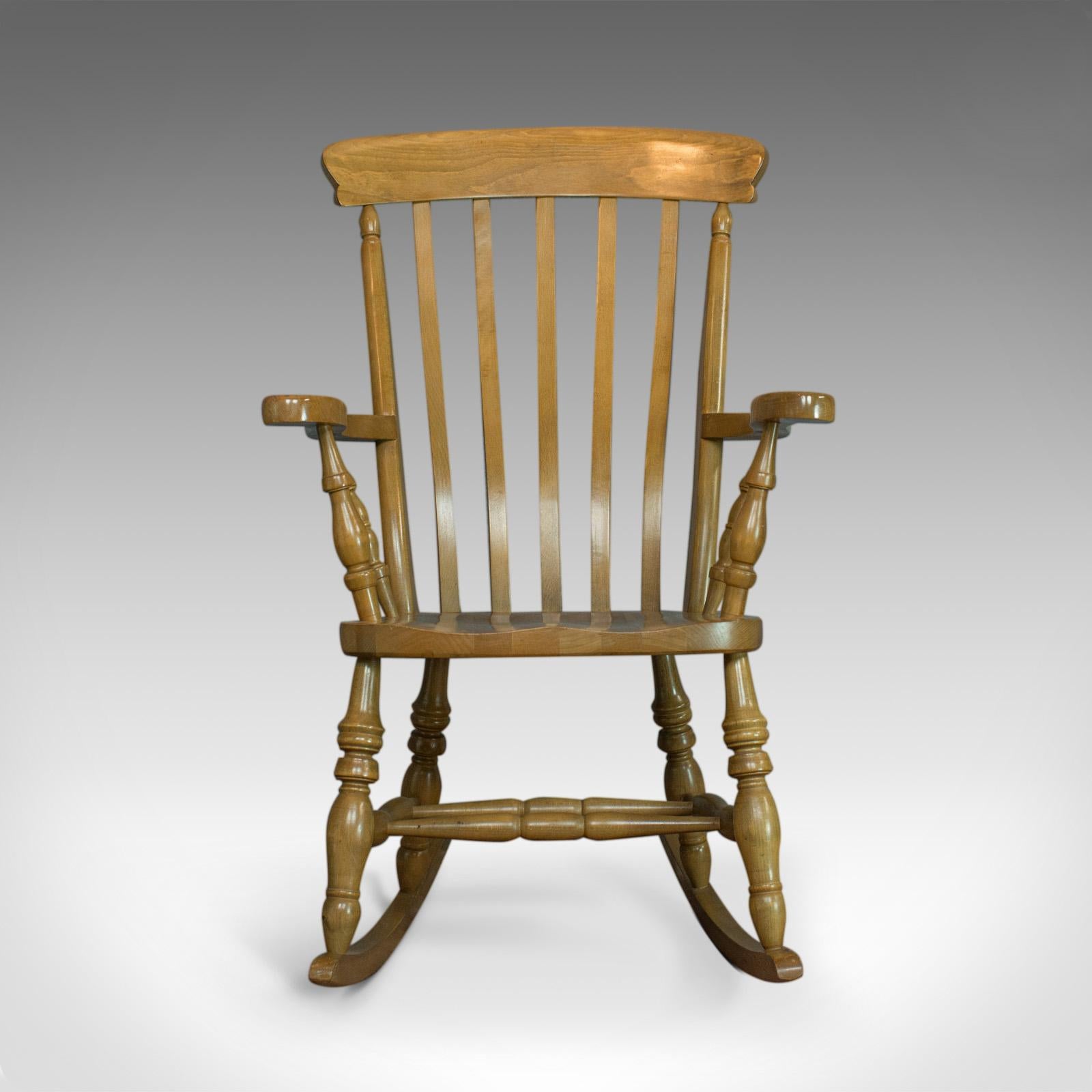 Vintage Windsor Rocking Chair, English, Beech, Armchair, Late 20th ...