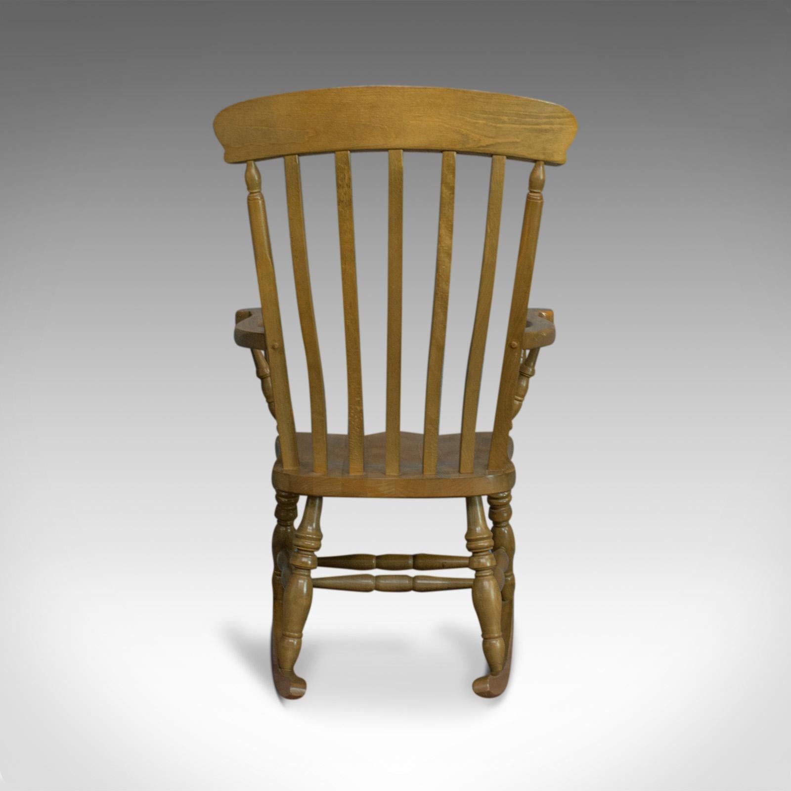 Vintage Windsor Rocking Chair, English, Beech, Armchair, Late 20th ...