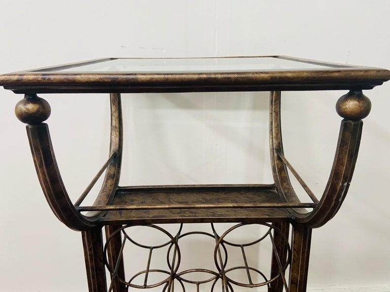 Vintage Wine Rack Metal Table in Antiqued Finish For Sale at 1stDibs