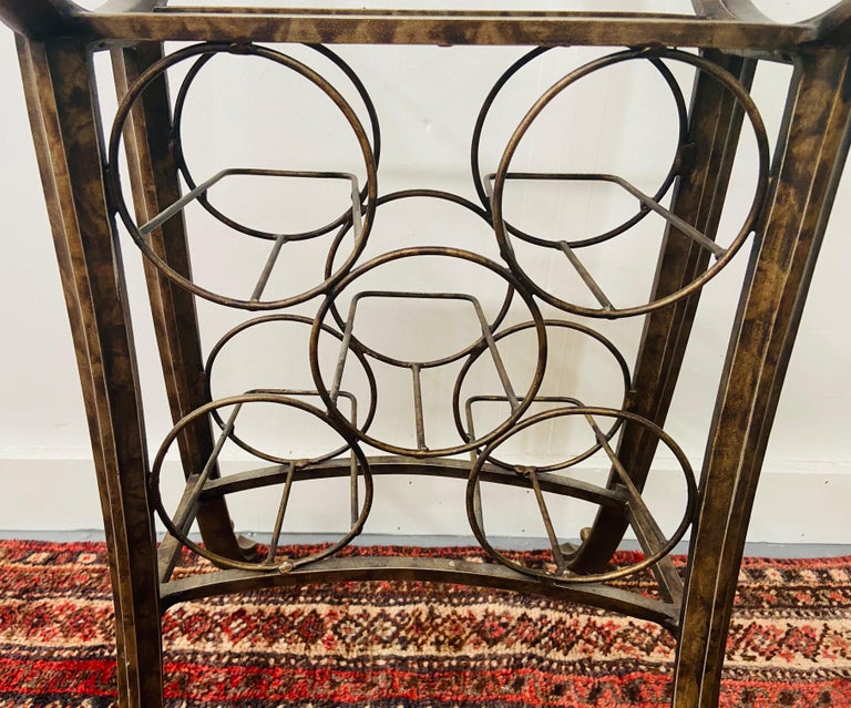 Vintage Wine Rack Metal Table in Antiqued Finish For Sale at 1stDibs