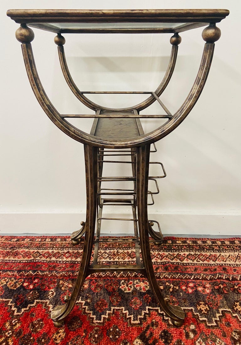 Vintage Wine Rack Metal Table in Antiqued Finish For Sale at 1stDibs