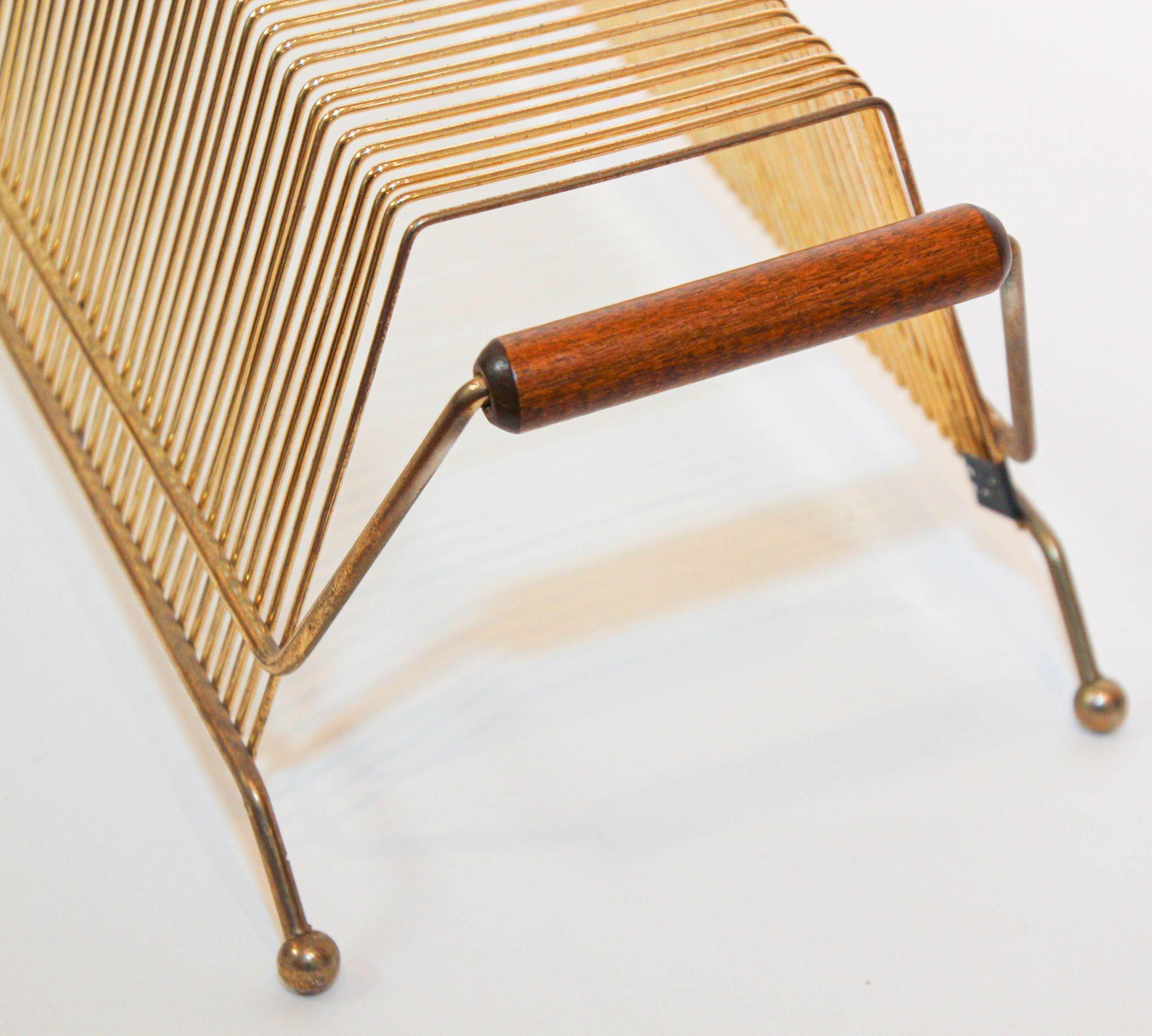 Vintage Wire Brass Record Rack Vinyl Record Storage, 1950s at 1stDibs ...