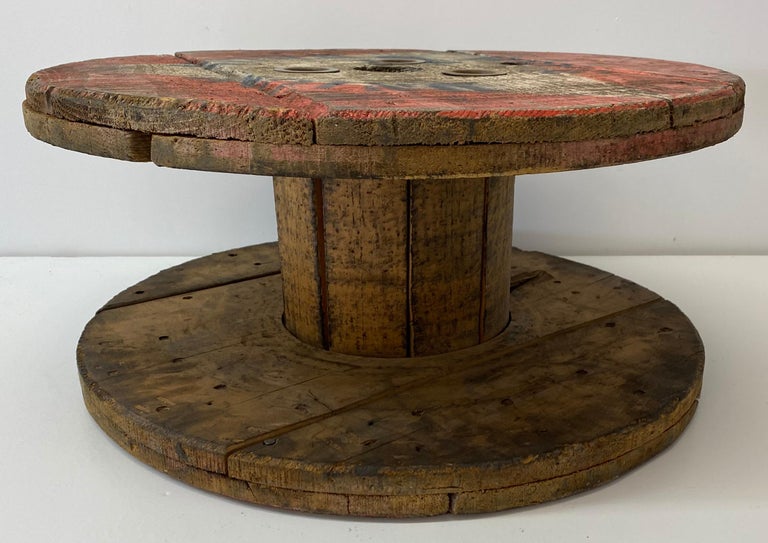 Vintage "Wire and Rope Union" Stenciled Wooden Spool / Side Table at ...