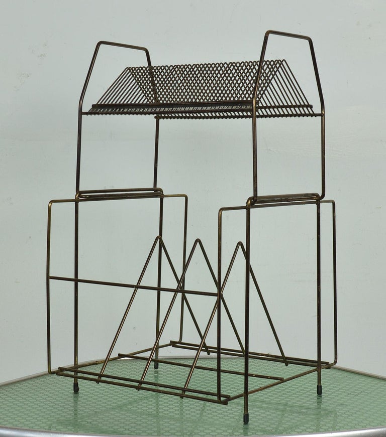 Vintage Wire Work Vinyl Record Rack, 1960s For Sale at 1stDibs