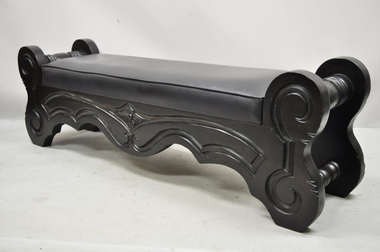 Vintage Witco Style Tiki Elvis Jungle Room Carved Wood Black Long Bench ...