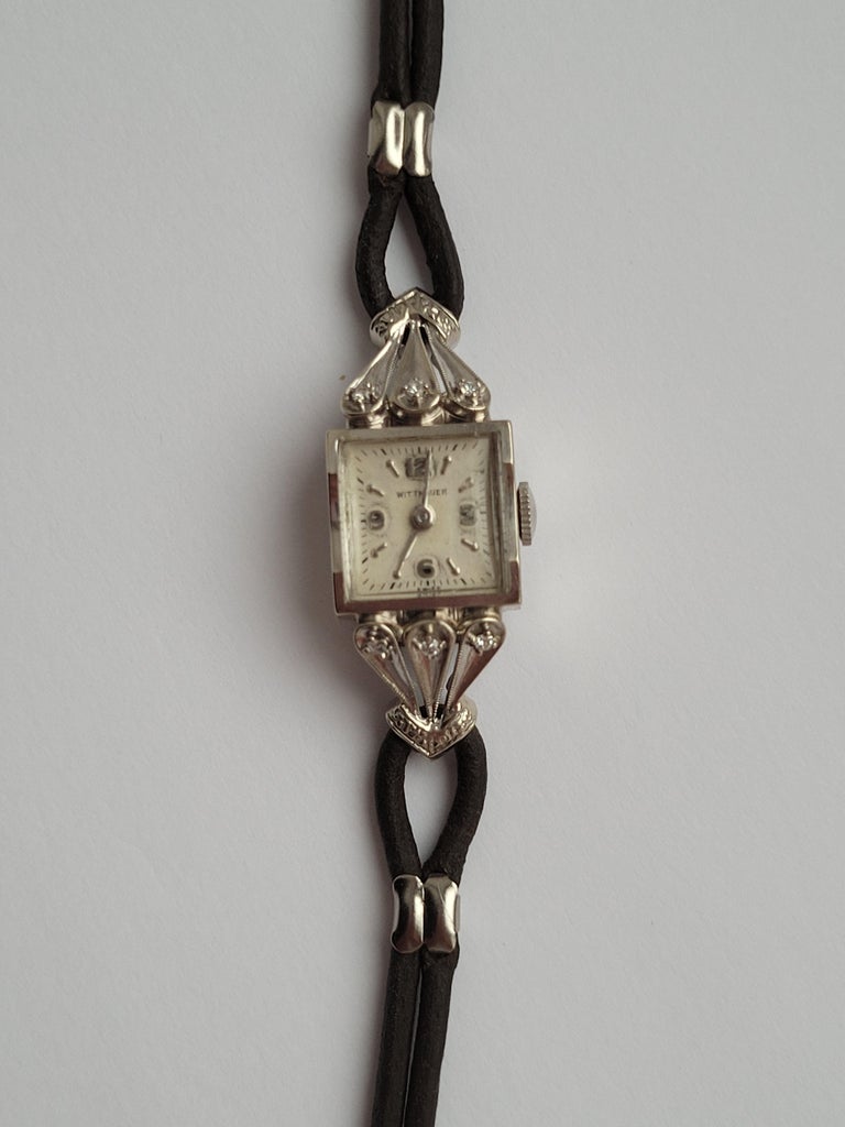 Vintage Wittnauer 14 Karat White Gold Diamond Cocktail Watch For Sale ...