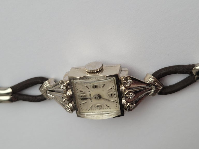 Vintage Wittnauer 14 Karat White Gold Diamond Cocktail Watch For Sale ...