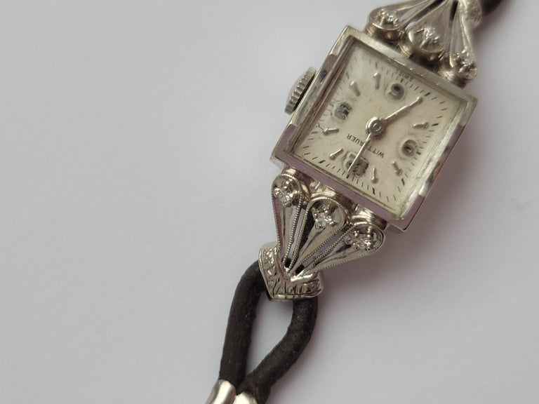 Vintage Wittnauer 14 Karat White Gold Diamond Cocktail Watch For Sale ...
