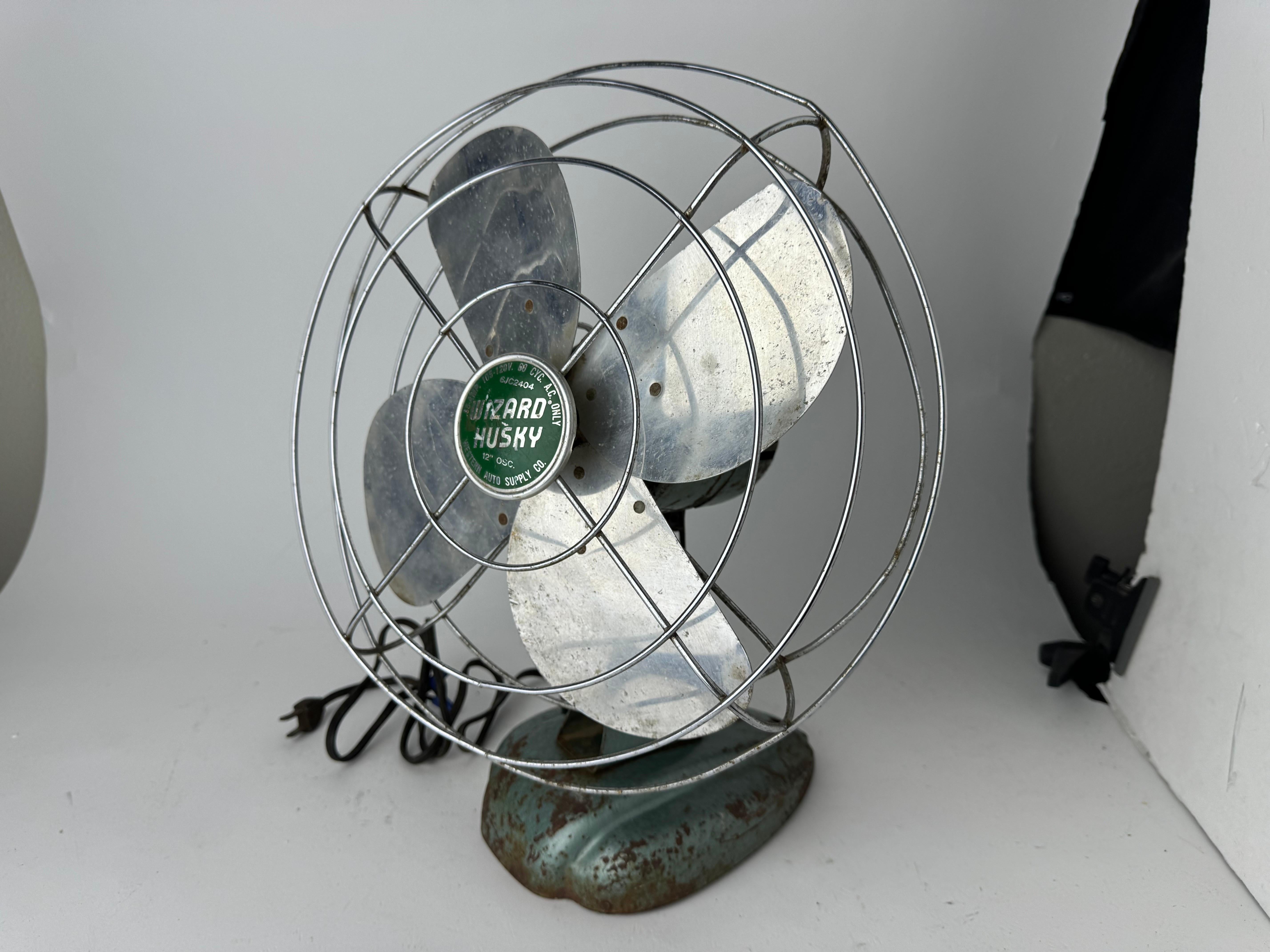 Vintage Wizard Husky Industrial Oscillating Fan For Sale at 1stDibs