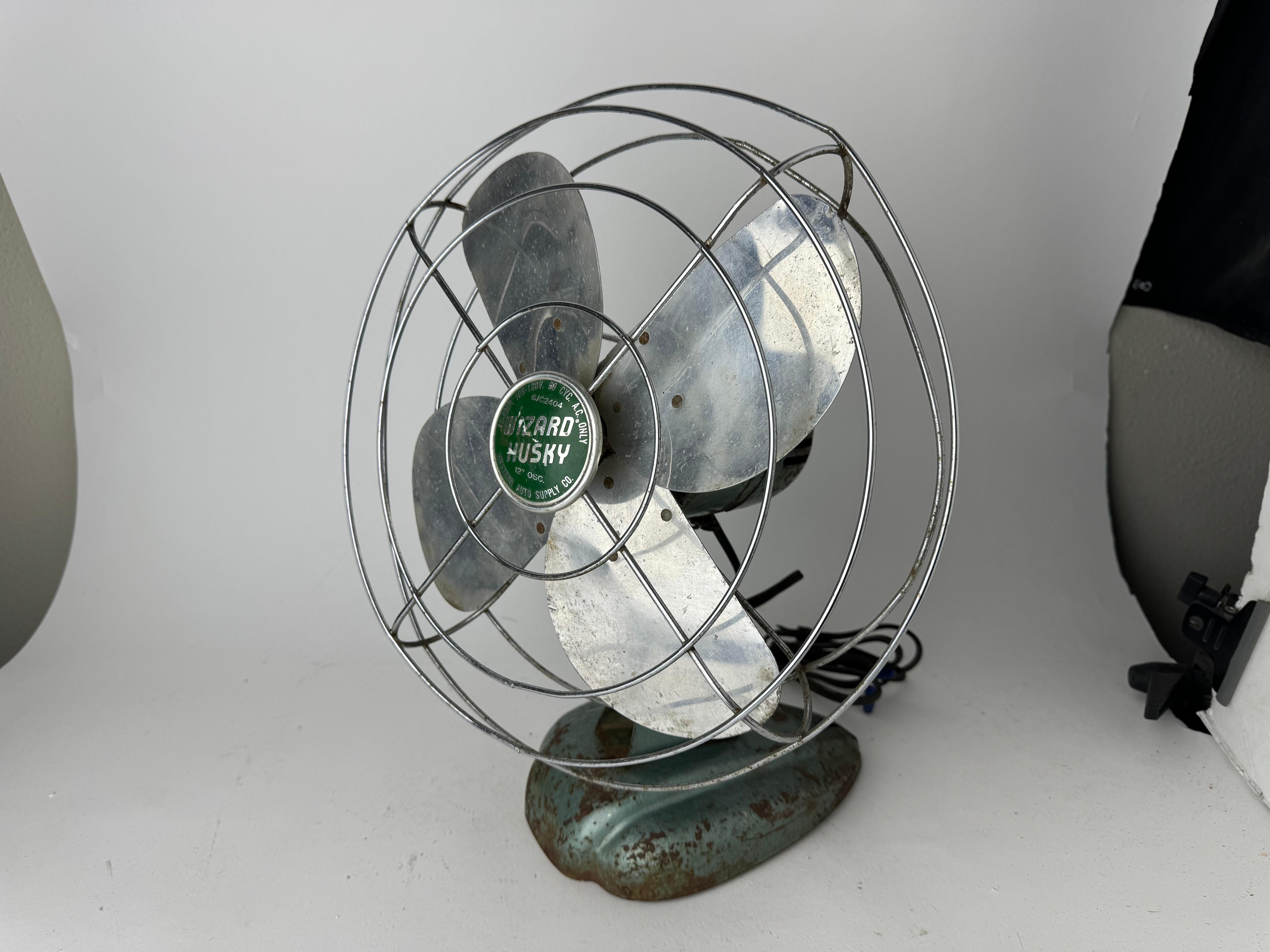 Vintage Wizard Husky Industrial Oscillating Fan For Sale at 1stDibs