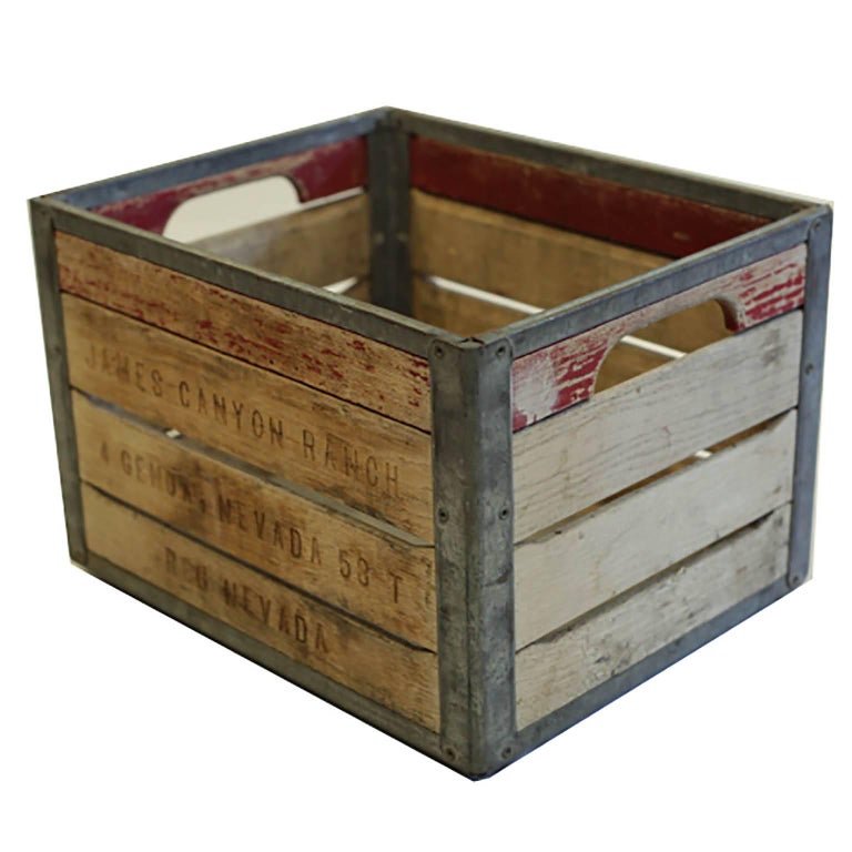 Vintage Wood and Metal Milk Crate, circa 1940-1950s For Sale at 1stDibs