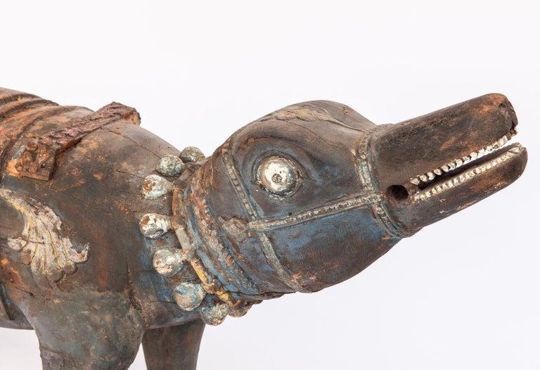 Vintage Wood Carved Mythical Animal Makara, Thailand, Mid-20th Century ...