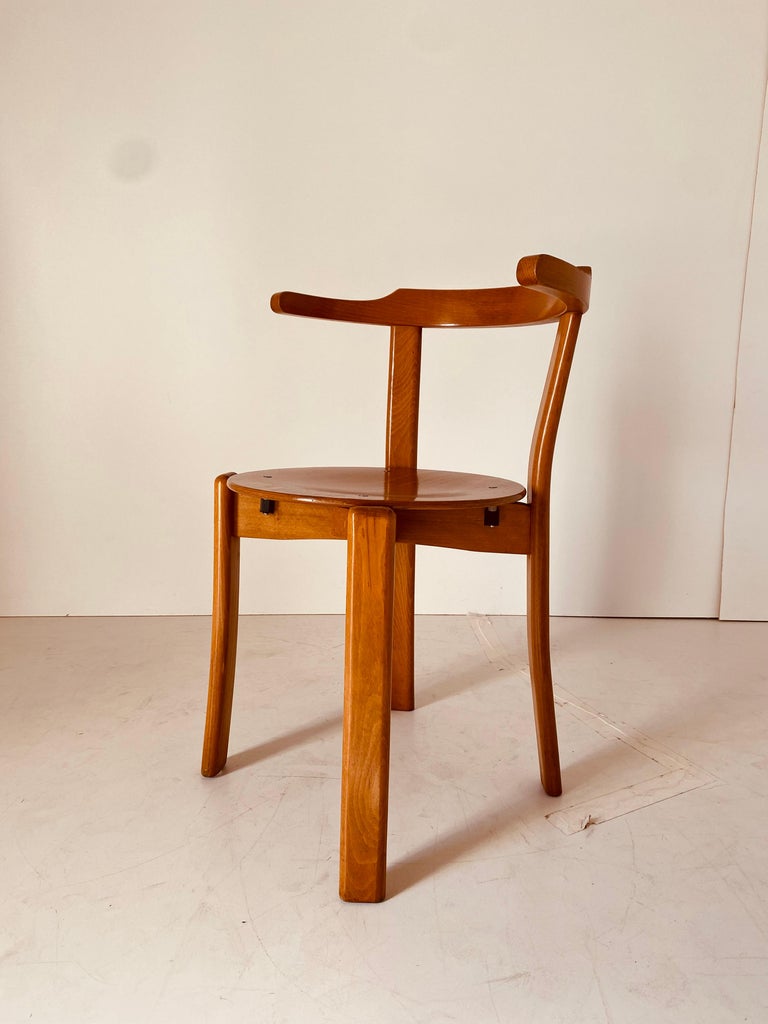 Vintage Wood Chairs Set of Four, Italy, 1970s For Sale at 1stDibs