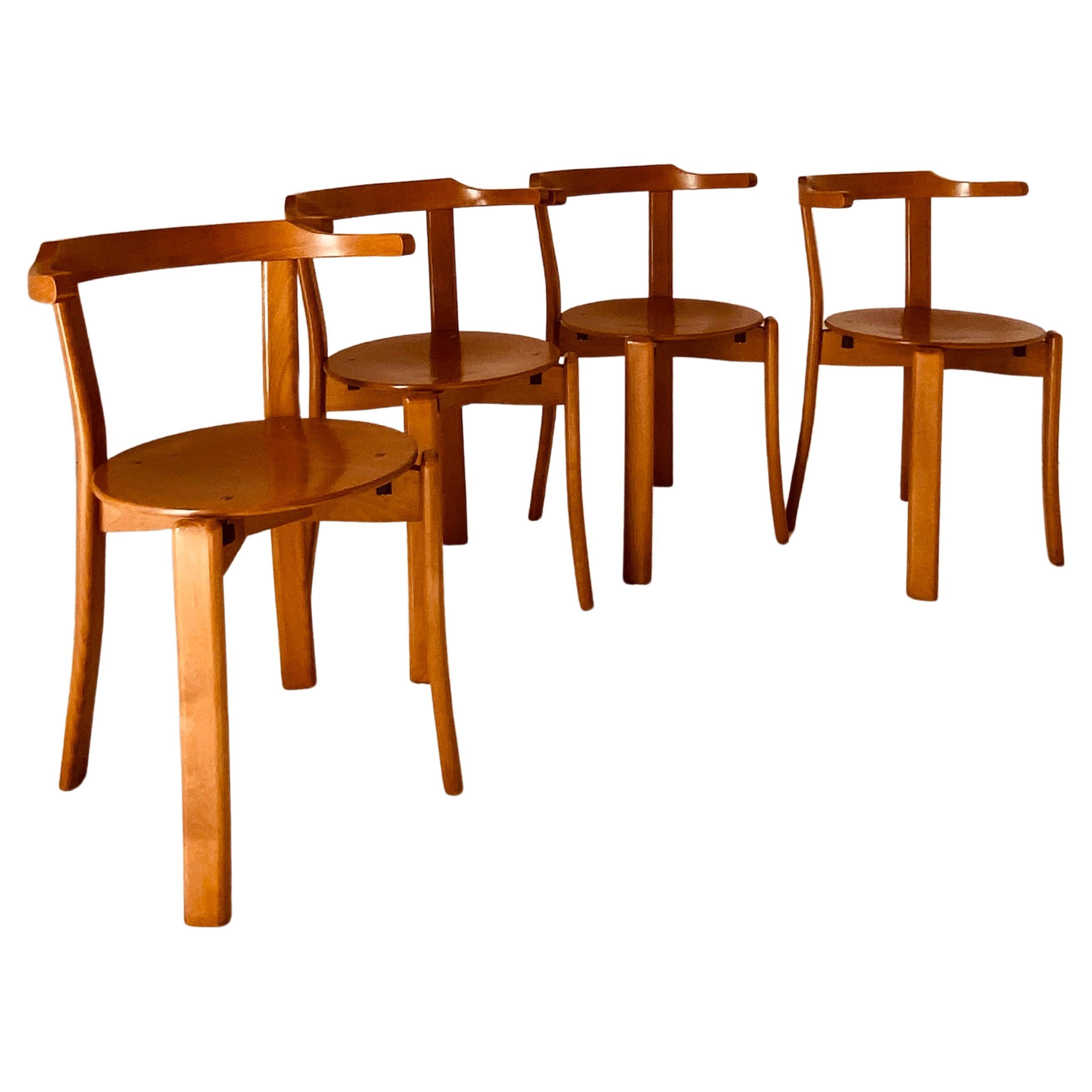 Set of Four Sculptural Exotic Wood Handmade Chairs at 1stDibs | hand ...