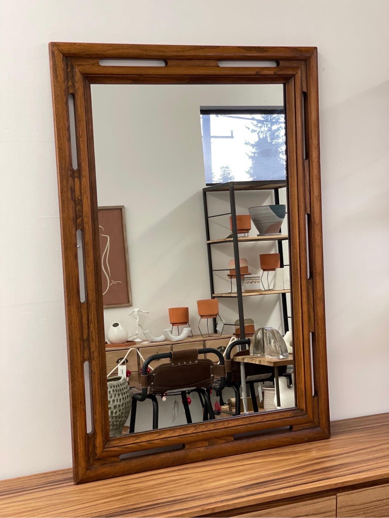 Vintage Wood Framed Wall Mirror For Sale at 1stDibs