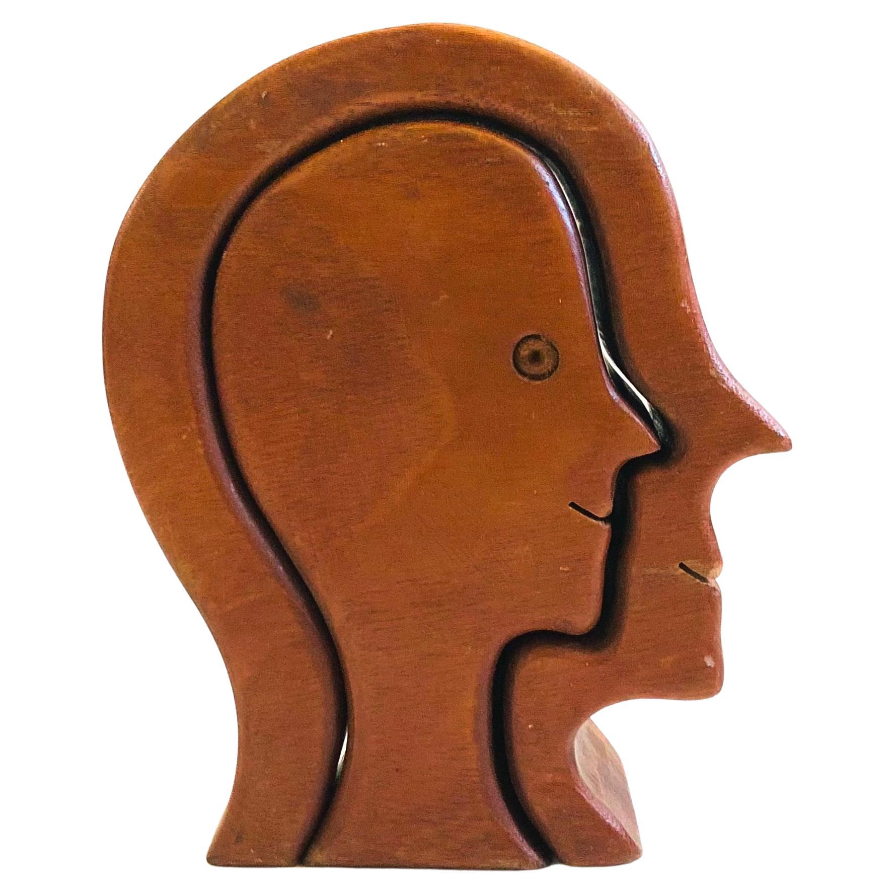 Vintage Wood Head Box For Sale at 1stDibs