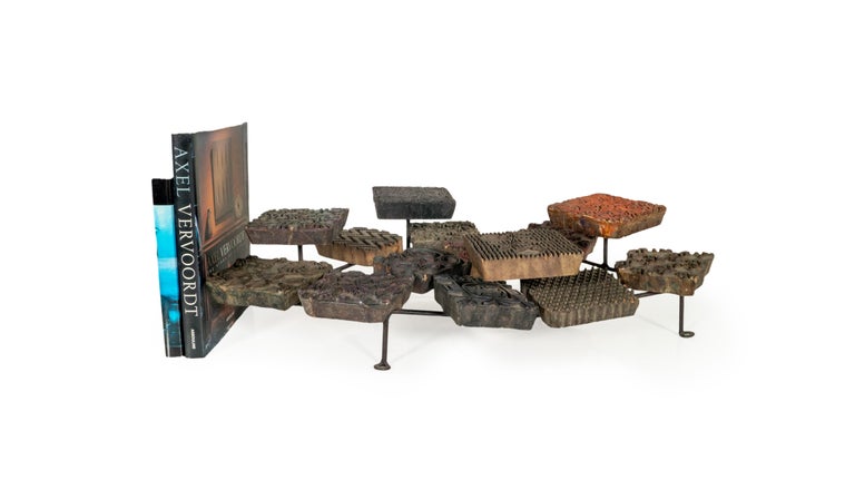 Vintage Wood Printing Blocks with Metal Wall Mounting For Sale at 1stDibs