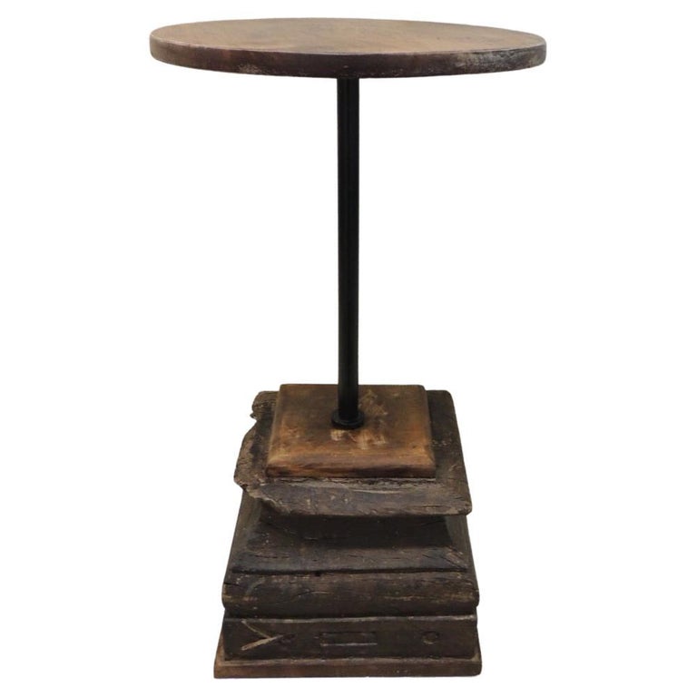 Vintage Wood Round Drinks Table at 1stDibs