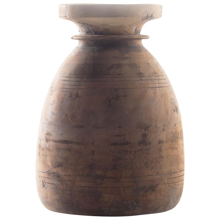 Vintage Wood Storage Jar For Sale at 1stDibs