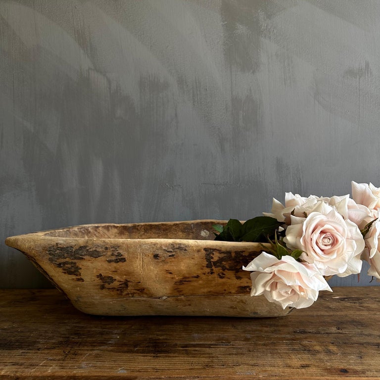 Vintage Wood Trough Decorative Bowl For Sale at 1stDibs
