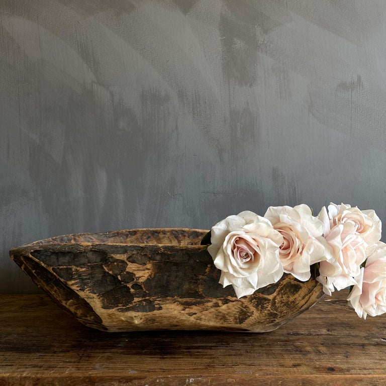 Vintage Wood Trough Decorative Bowl For Sale at 1stDibs