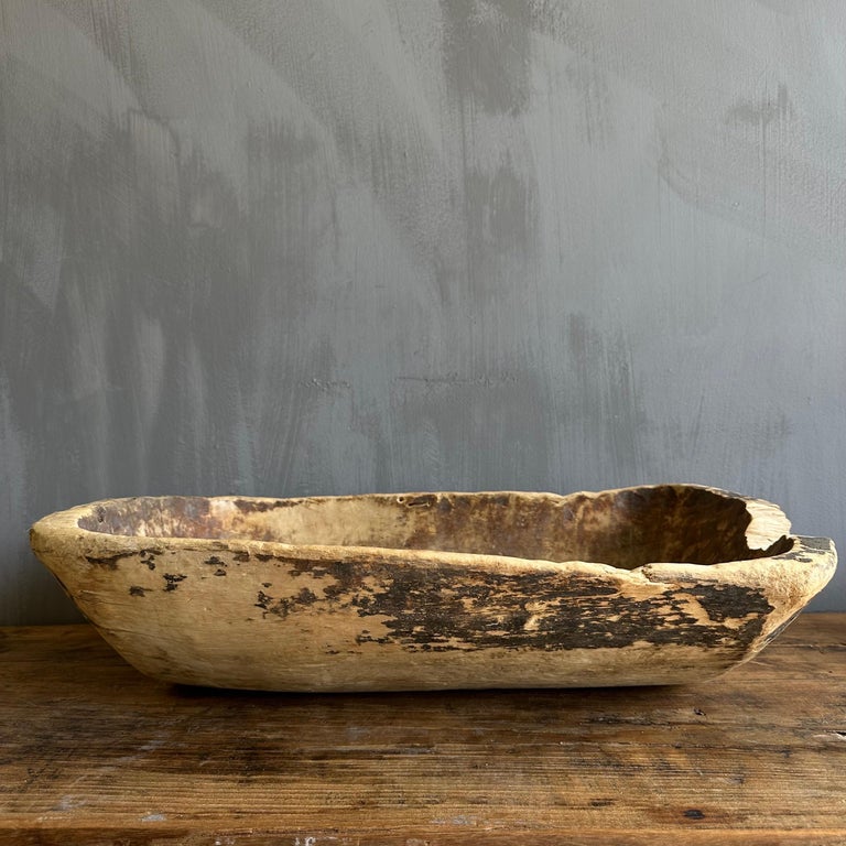 Vintage Wood Trough Decorative Bowl For Sale at 1stDibs