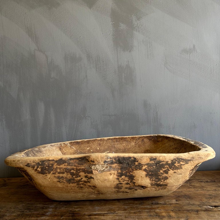 Vintage Wood Trough Decorative Bowl For Sale at 1stDibs