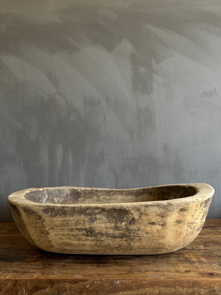 Vintage Wood Trough Decorative Bowl For Sale at 1stDibs