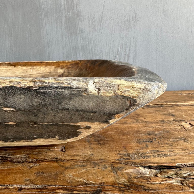 Vintage Wood Trough Decorative Bowl For Sale at 1stDibs