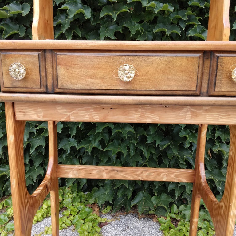 Vintage Wood Vanity with Floral Botanical Accents For Sale at 1stDibs