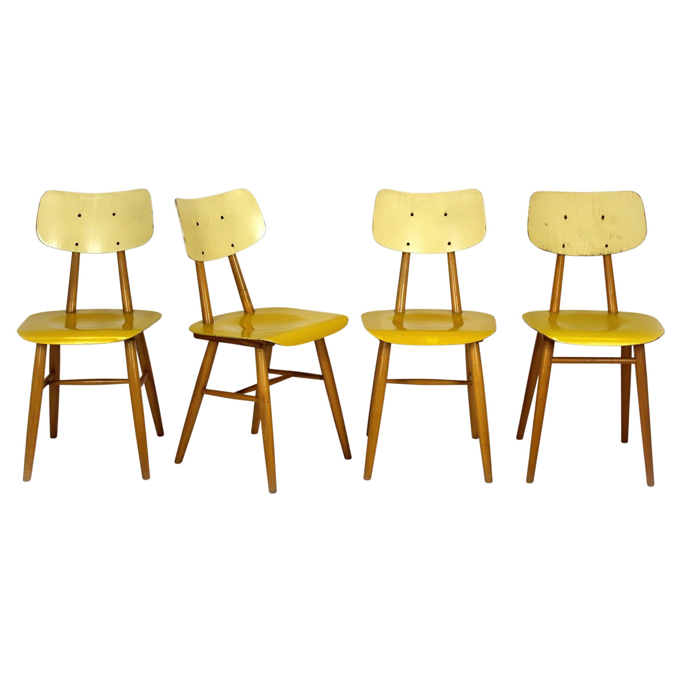 1960s Czech Wooden Dining Chairs by Ton, Set of Four at 1stDibs