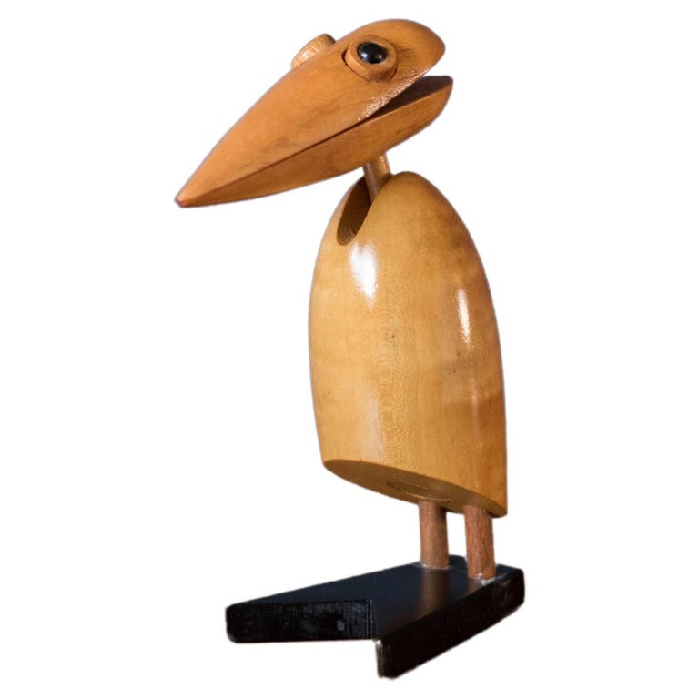 Vintage Wooden Dodo Bird Toy Sculpture Paper Holder For Sale at 1stDibs
