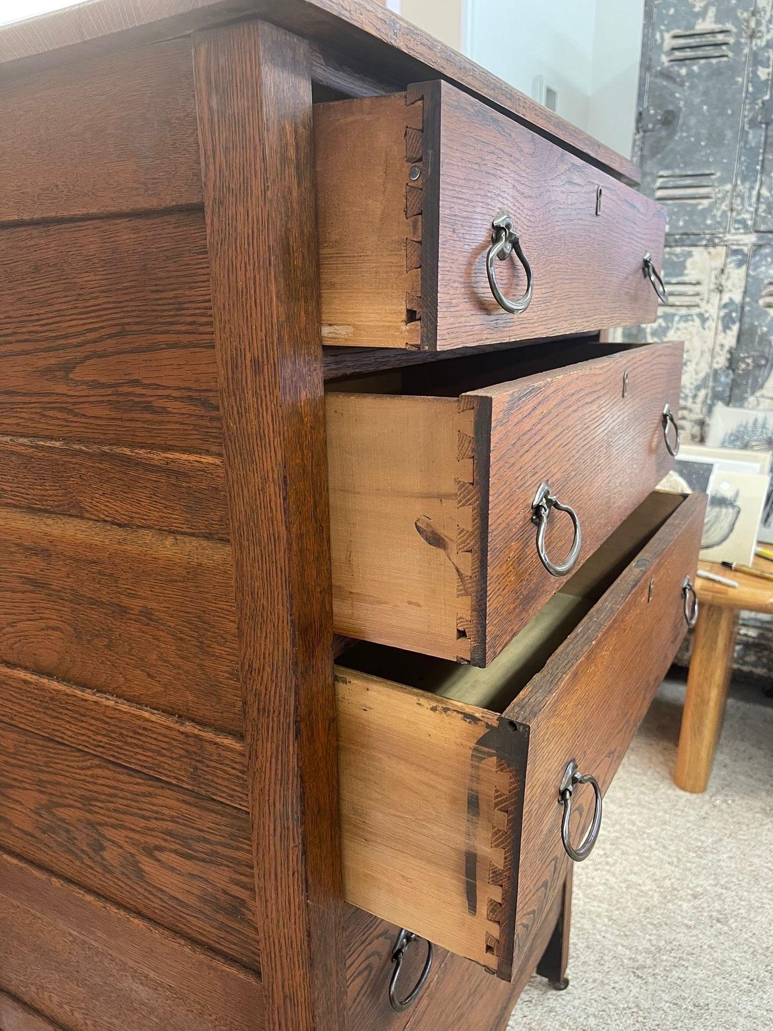 Vintage Wooden Five Drawer Tall Dresser. For Sale at 1stDibs
