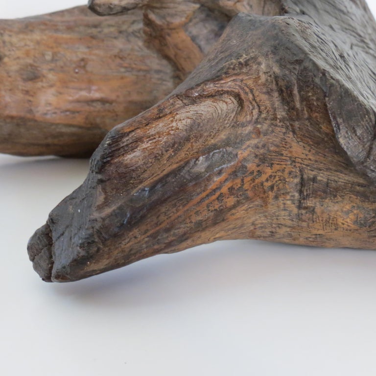 Vintage Wooden Freeform Charred Wooden Sculpture For Sale at 1stDibs