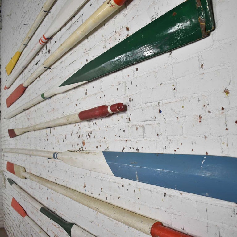 Vintage Wooden Hand Carved and Painted Oars Maritime Nautical Décor Set ...