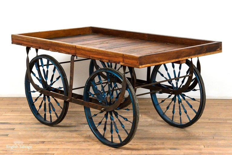 Vintage Wooden Open Sided Cart Trolley, 20th Century at 1stDibs