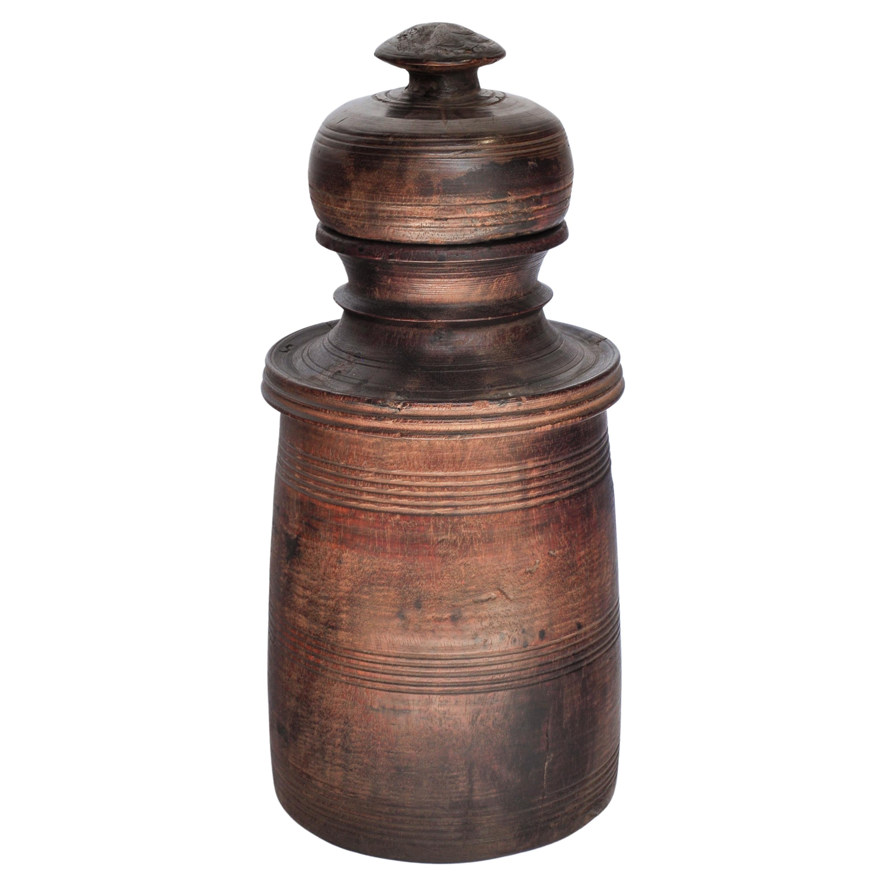 Vintage Wooden Pot or Tekhi, from Nepal, Mid-20th Century at 1stDibs