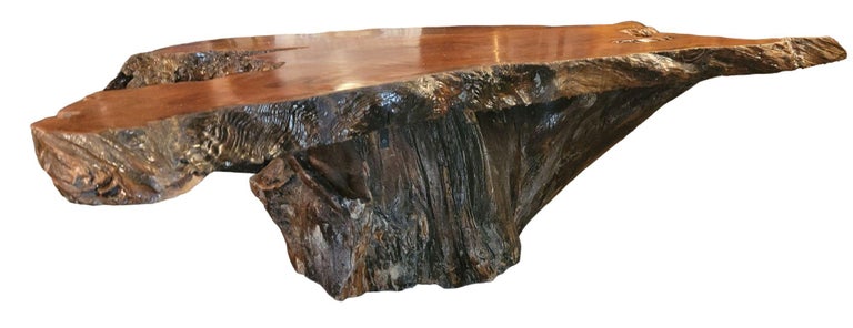 Vintage Wooden Slab Tree Trunk Coffee Table For Sale at 1stDibs
