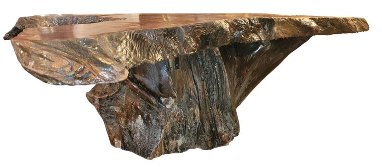 Vintage Wooden Slab Tree Trunk Coffee Table For Sale at 1stDibs