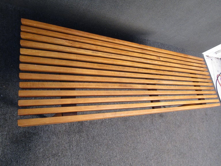 Vintage Wooden Slat Bench For Sale at 1stDibs