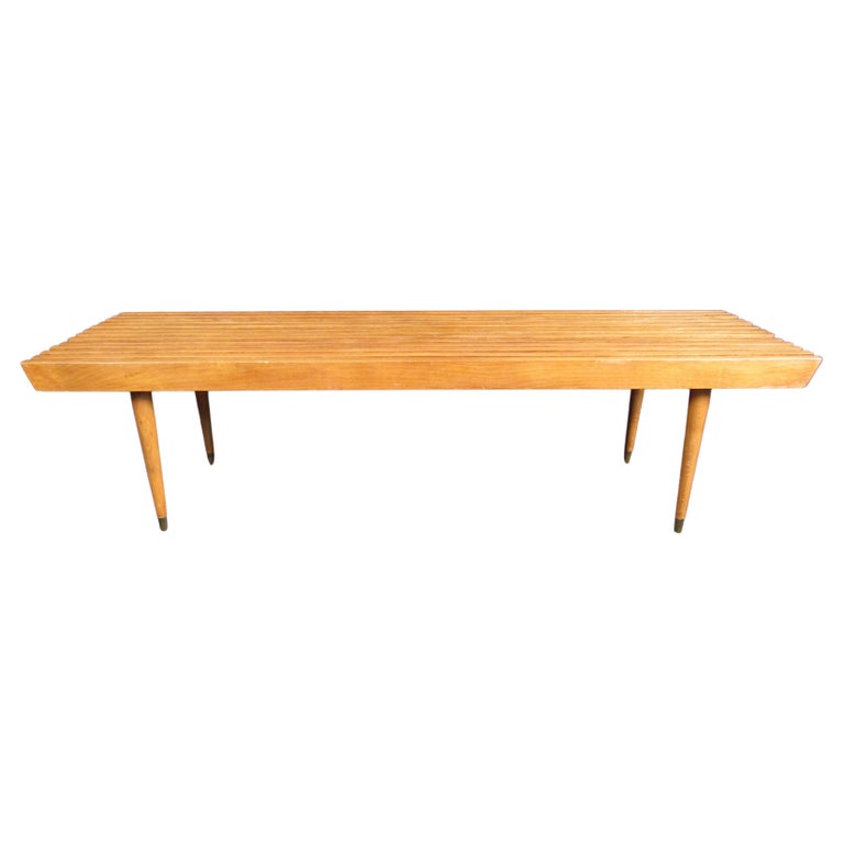 Vintage Wooden Slat Bench For Sale at 1stDibs