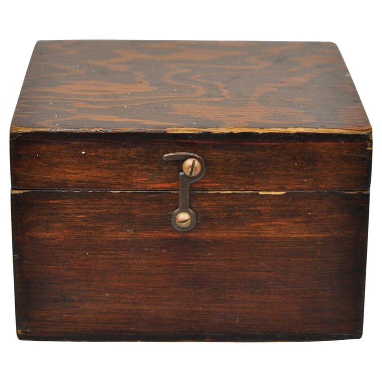 Vintage Wooden Small Tea Caddy Whatnot Trinket Desk Box at 1stDibs