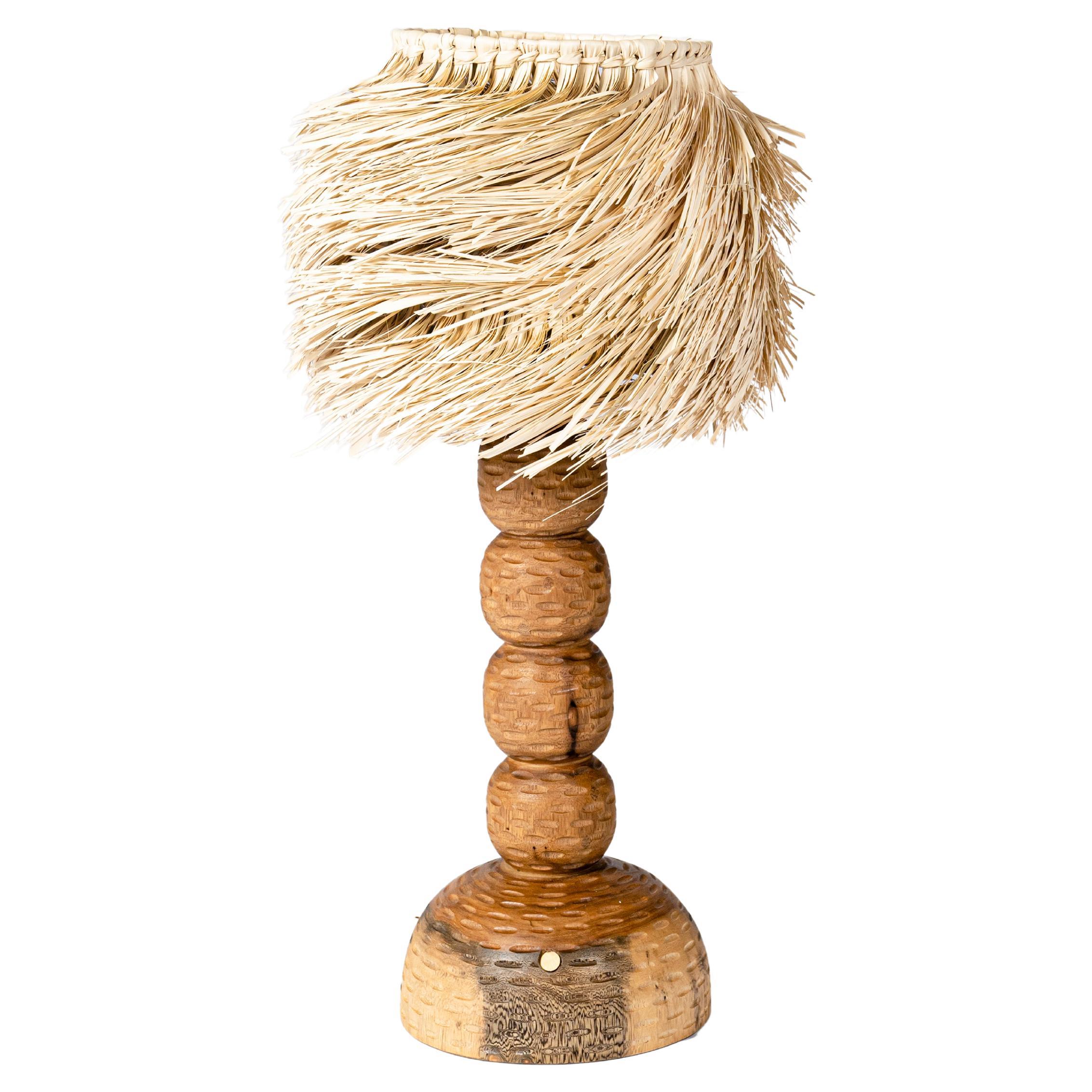 Vintage Wooden Spheres Desk Lamp with Palm Screen by Daniel Orozco For ...